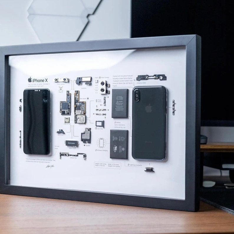 Iphone X Teardown Template Iphone 10 Teardown Framed Iphone - Etsy