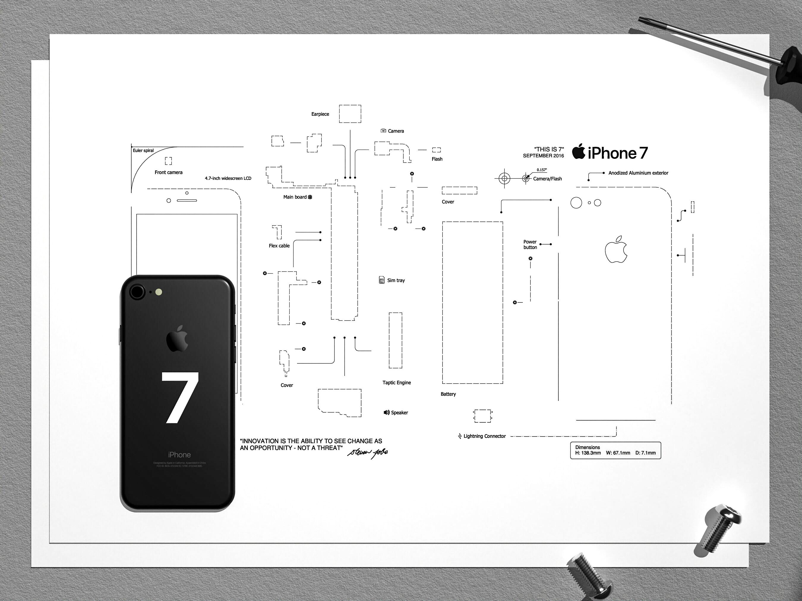 IPhone 7 Teardown Template, iPhone Teardown Template, Framed Iphone, iPhone Wall Art, iPhone ...