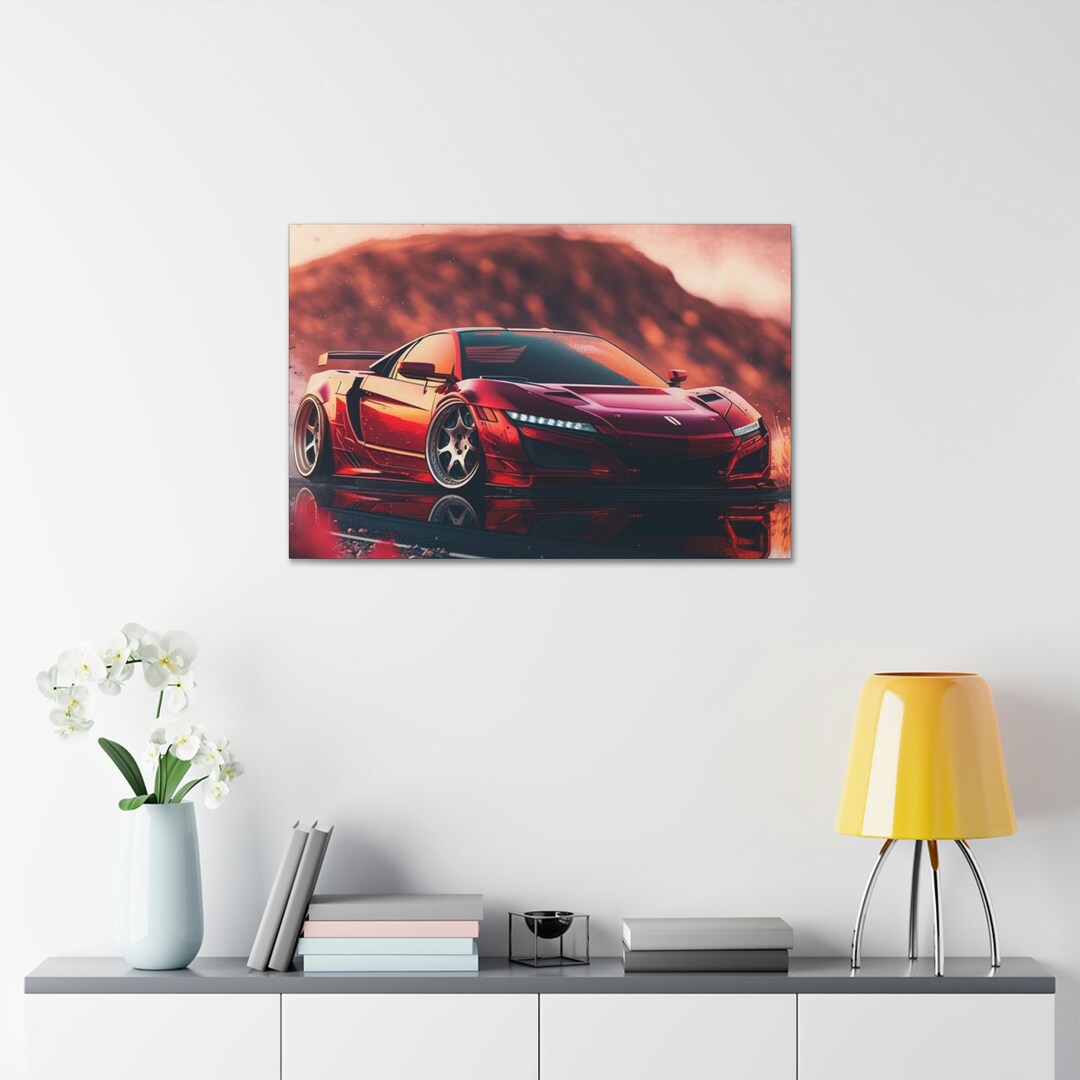 Red Acura NSX Painting | High Quality | Canvas Art | Wall Print | Car ...