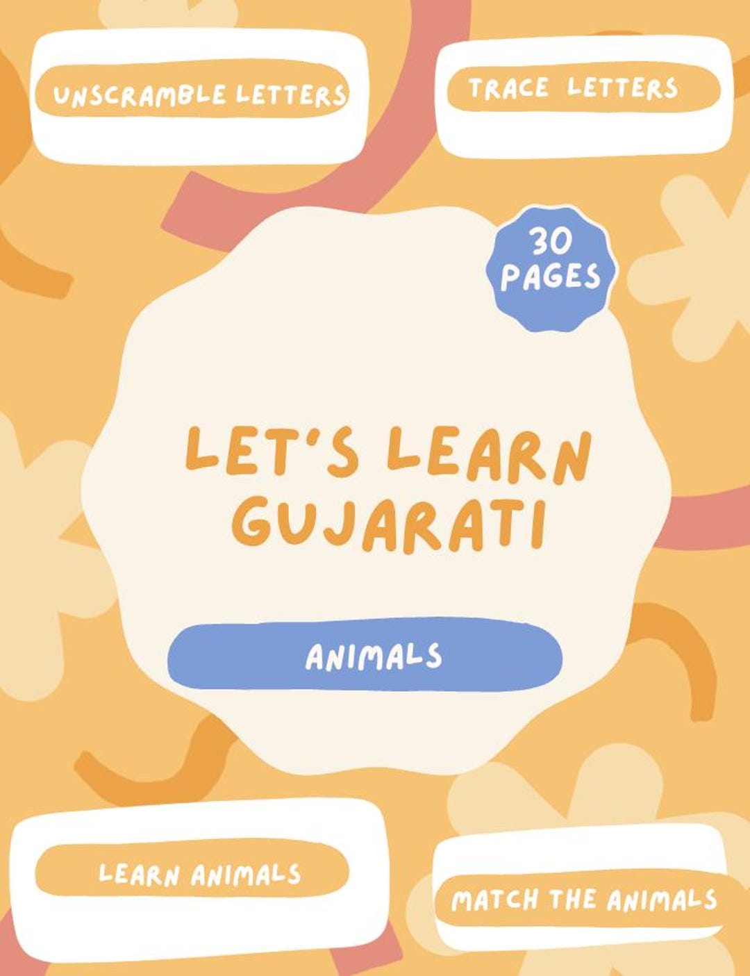 Gujarati Learning Workbook for Kids: Gujarati Animals 30 Pages (digital ...