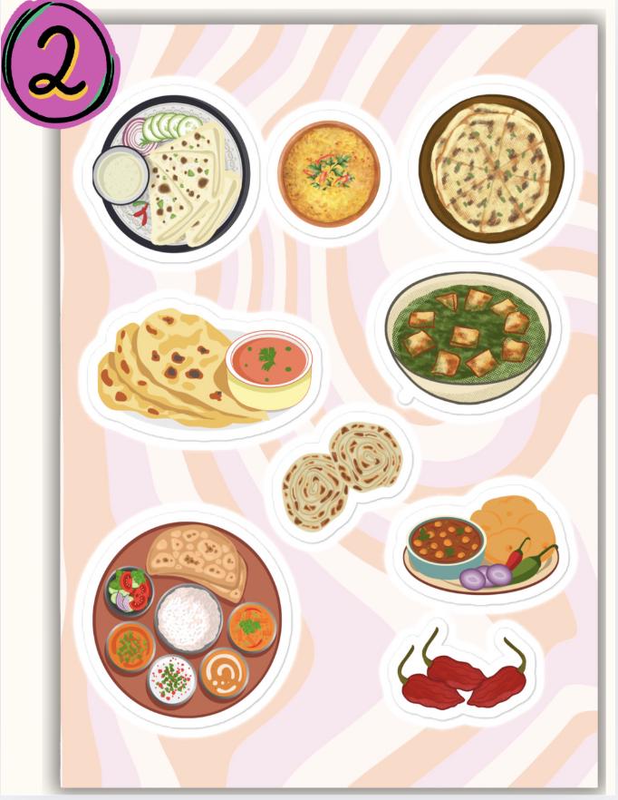Cute Desi Sticker Sheet, Indian Food Stickers, Indian Stickers, Funny ...