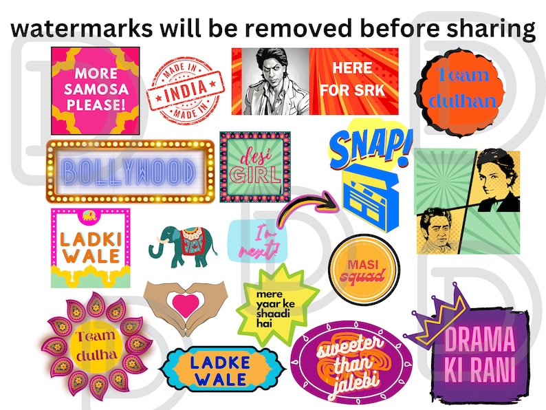 Bollywood Photo Booth Props, Desi Props, Indian Wedding, Party Signs ...