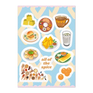 Cute Desi Sticker Sheet, Indian Food Stickers, Indian Stickers, Funny ...