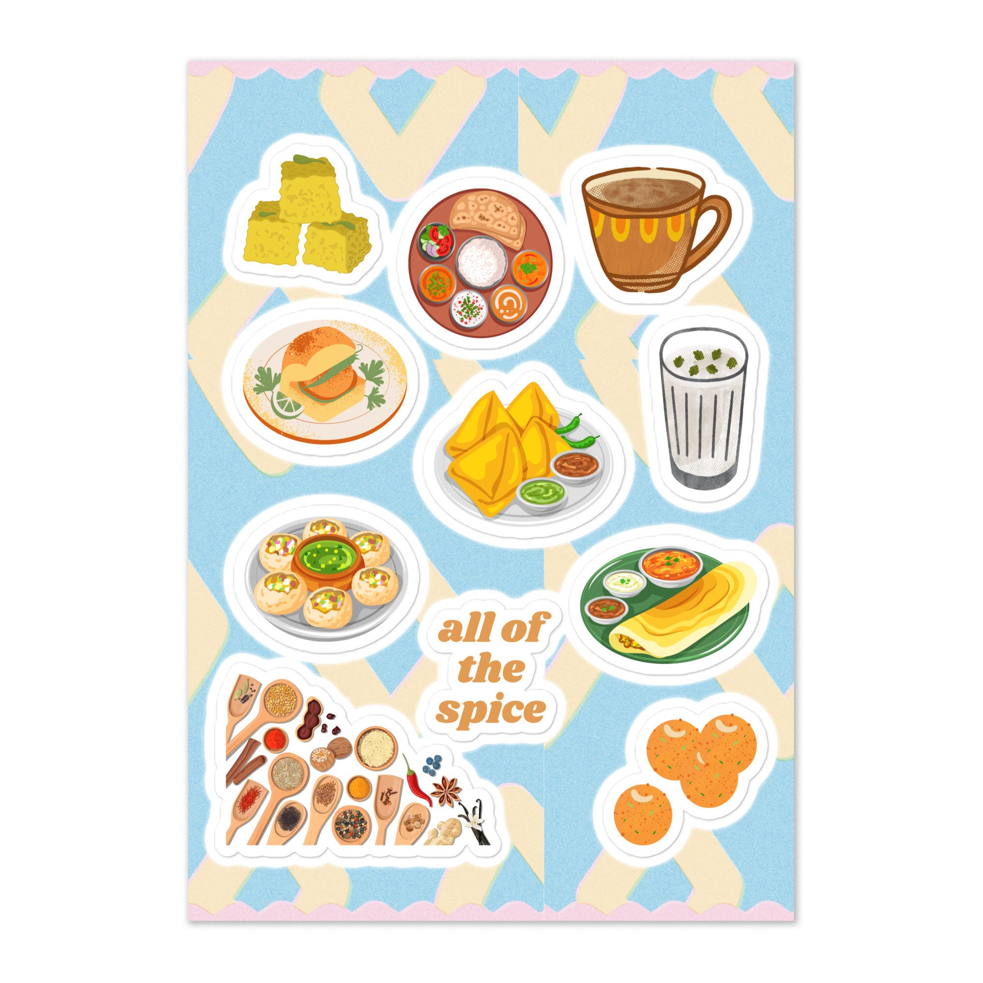 Cute Desi Sticker Sheet, Indian Food Stickers, Indian Stickers, Funny ...