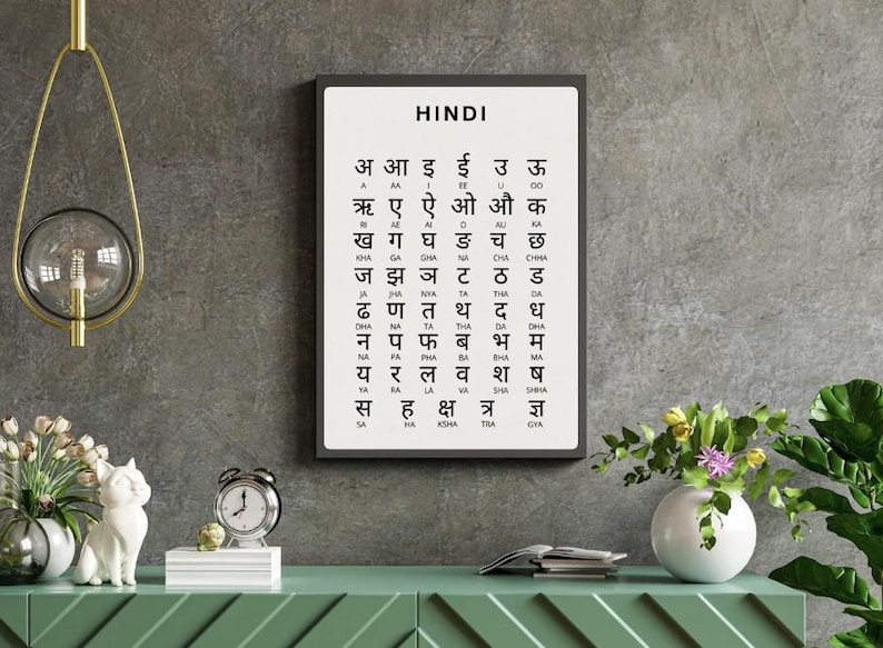 Hindi Alphabet, Indian Language, Wall Art Print Poster, Desi Wall Art ...