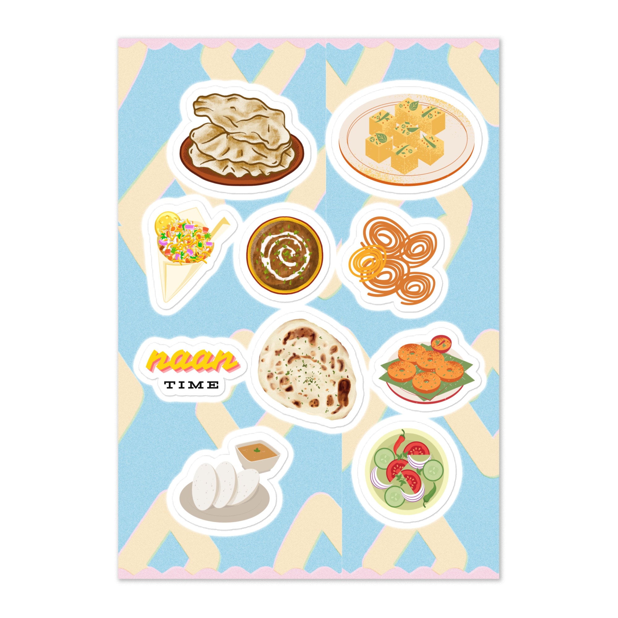 Cute Indian Desi Sticker Sheet, Indian Food Stickers, Indian Snacks ...