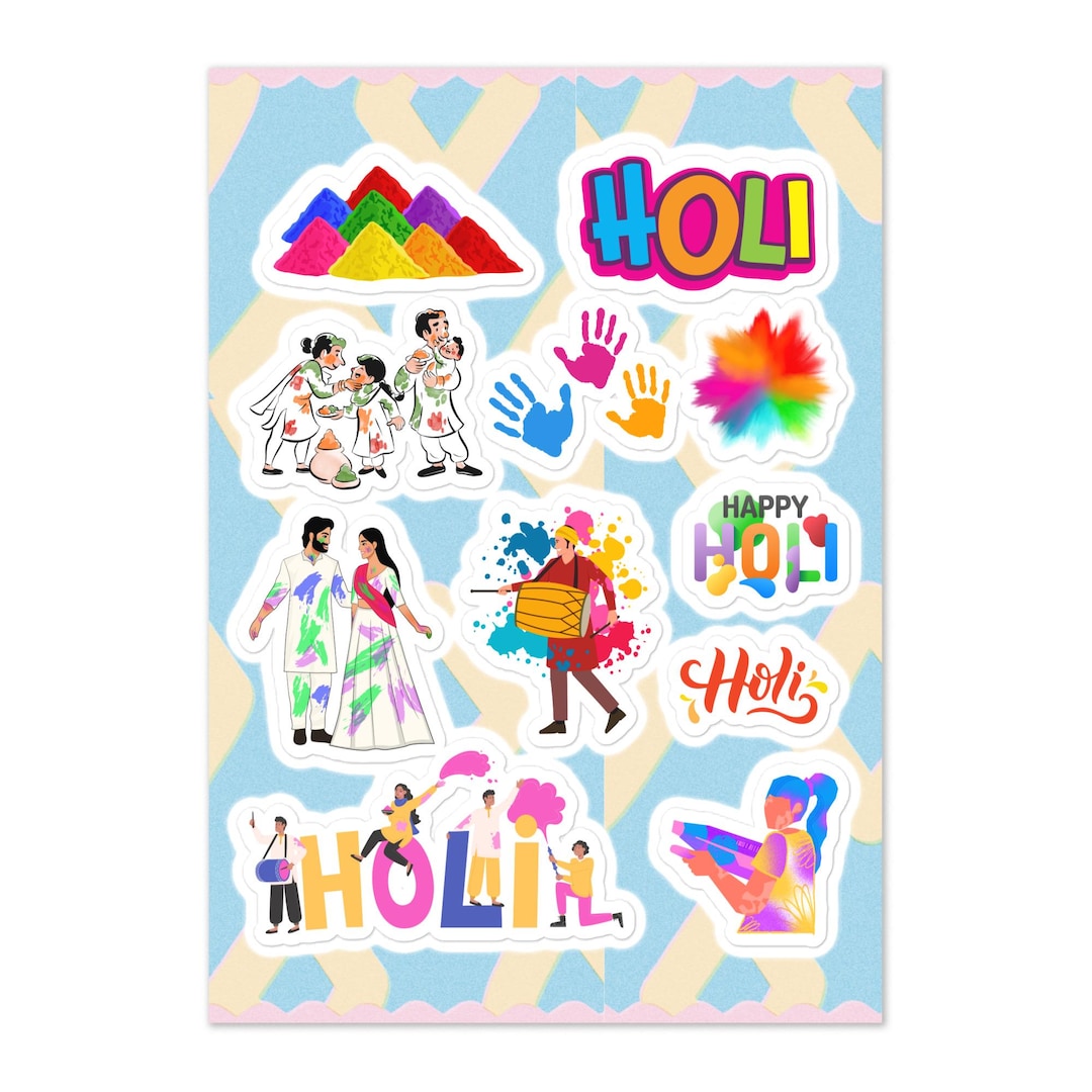 Cute Desi Sticker Sheet, Indian Holi Stickers, Indian Stickers, Funny ...