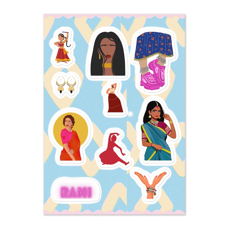 Cute Indian Desi Sticker Sheet, Indian Women Stickers, Indian Bride ...