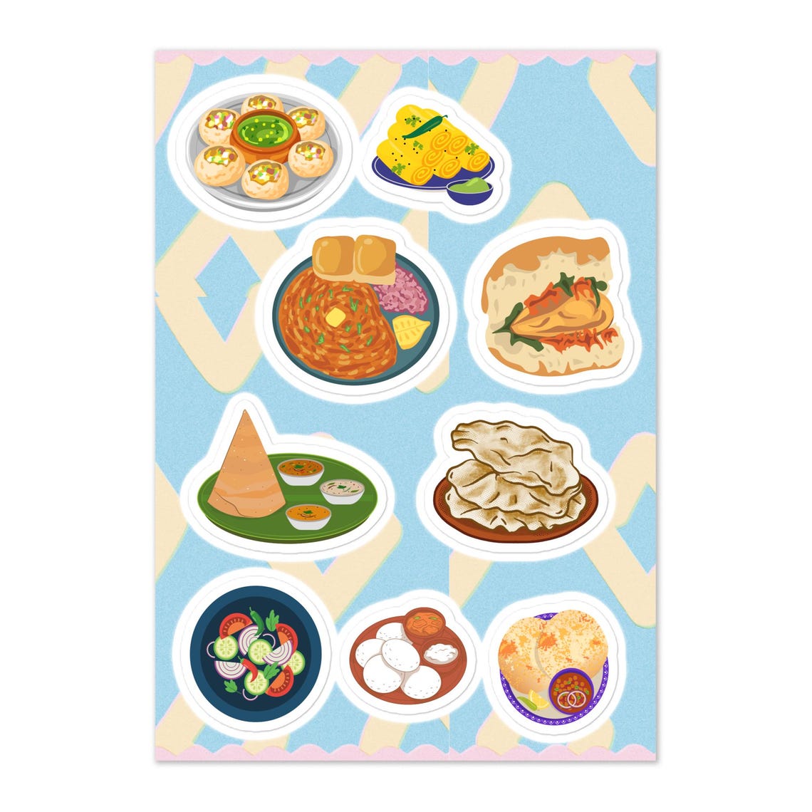 Cute Desi Sticker Sheet, Indian Food Stickers, Indian Stickers, Funny ...