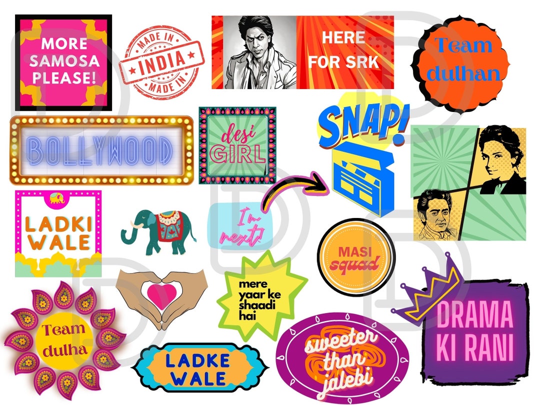 Bollywood Photo Booth Props, Desi Props, Indian Wedding, Party Signs ...