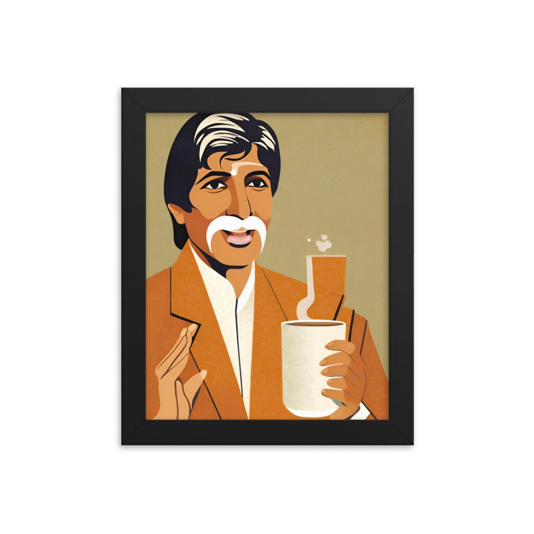 Indian Amitabh Bachchan Chai Wall Art Print Printed & Framed Poster ...