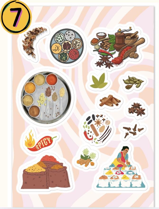 Cute Desi Sticker Sheet, Indian Food Stickers, Indian Stickers, Funny ...