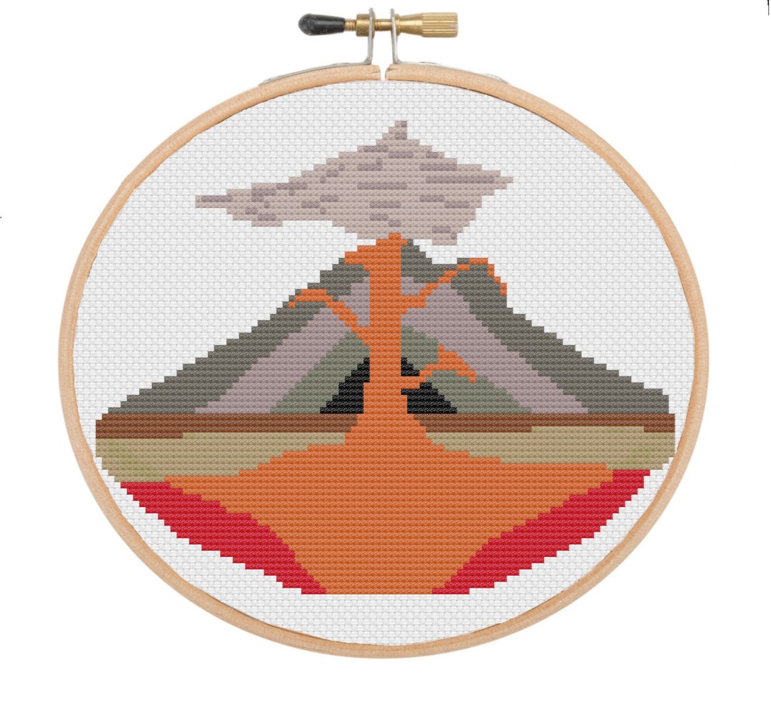 Volcano Cross Stitch Pattern - Etsy