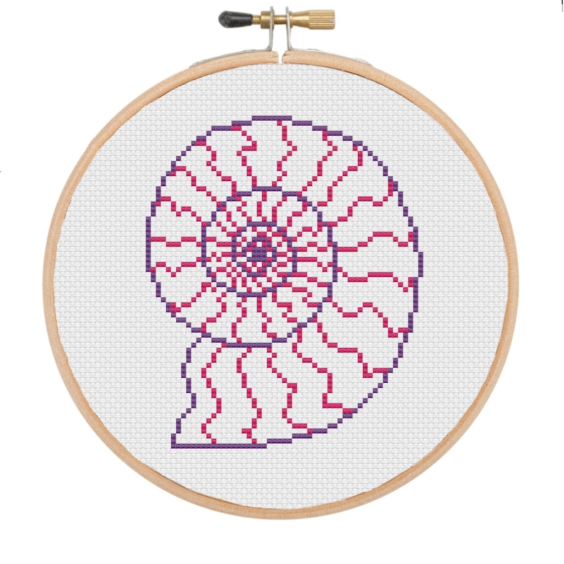 Ammonoid Fossil Cross Stitch Pattern Paleontology Science Embroidery ...