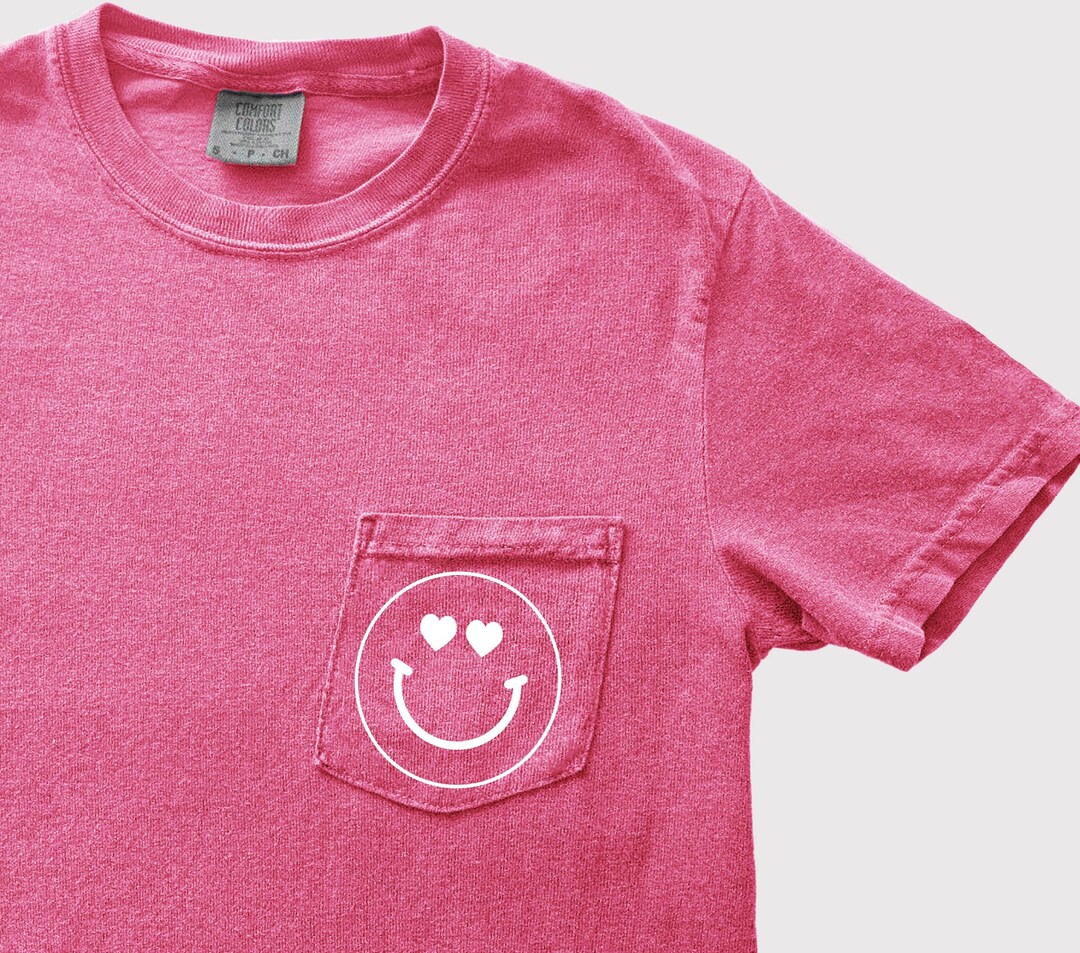 Pocket Smiley Face Shirt,smiley Face Shirt, Happy Face Shirt,comfort ...