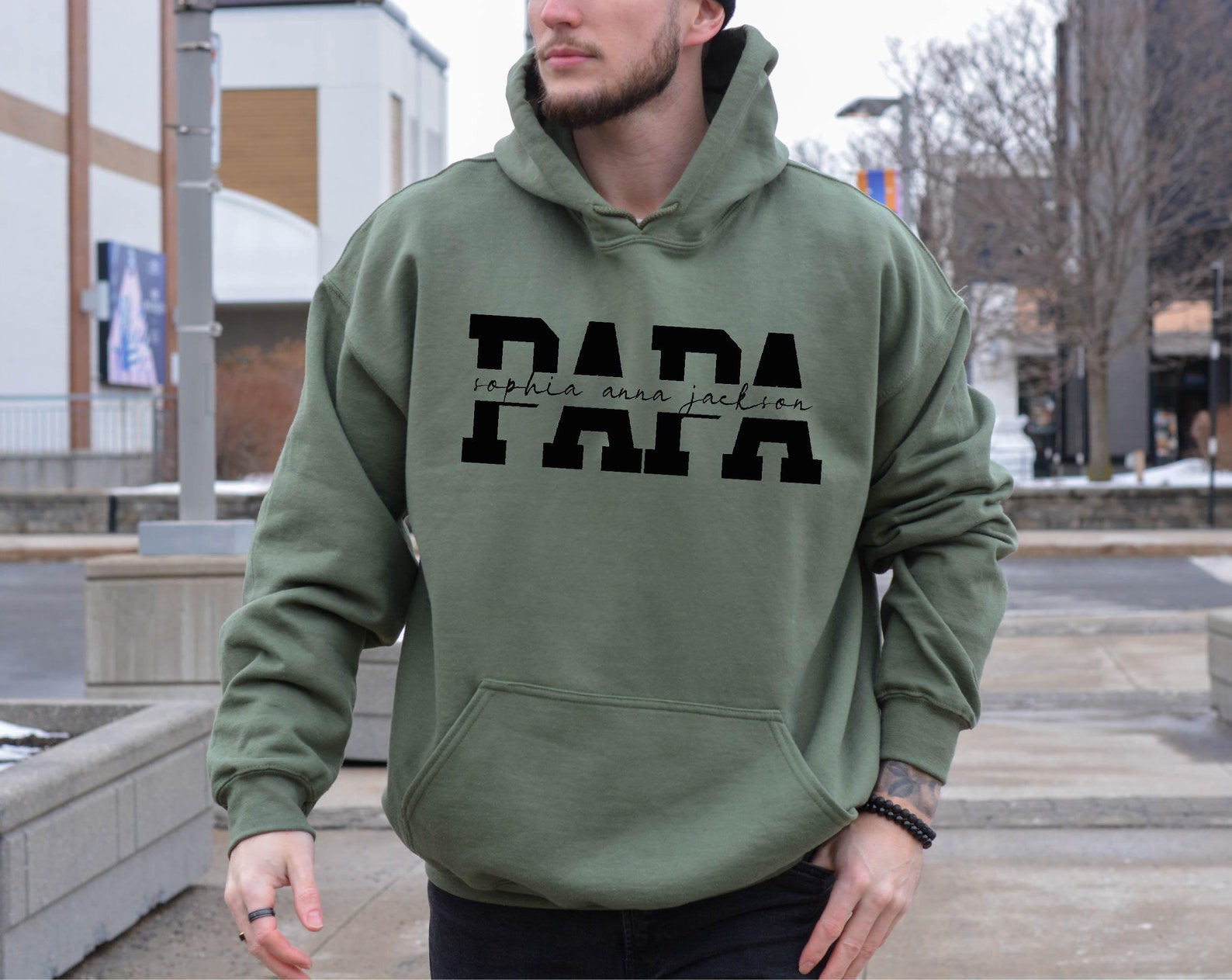 Comfort Colors® Personalized Papa Sweatshirt, Custom Name Papa Hoodie ...