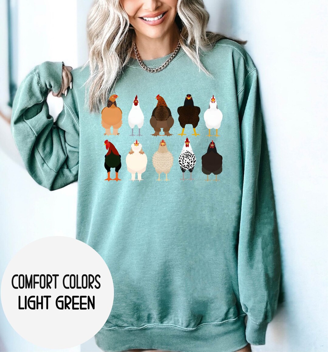 Chicken Sweatshirt, Comfort Colors Chicken Sweatshirt, Women Chicken ...