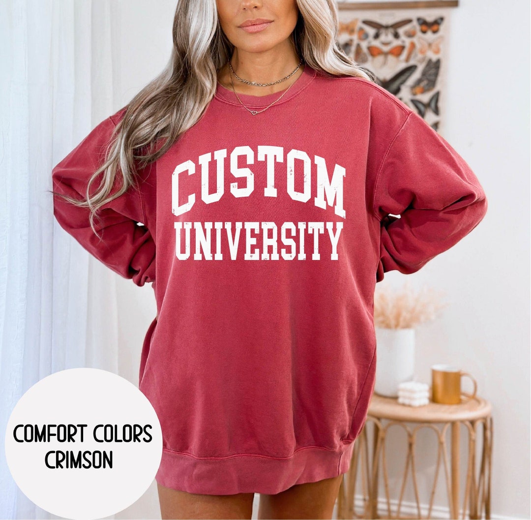 Custom College Comfort Colors Sweatshirt, Custom School Sweatshirt, Personalized School ...