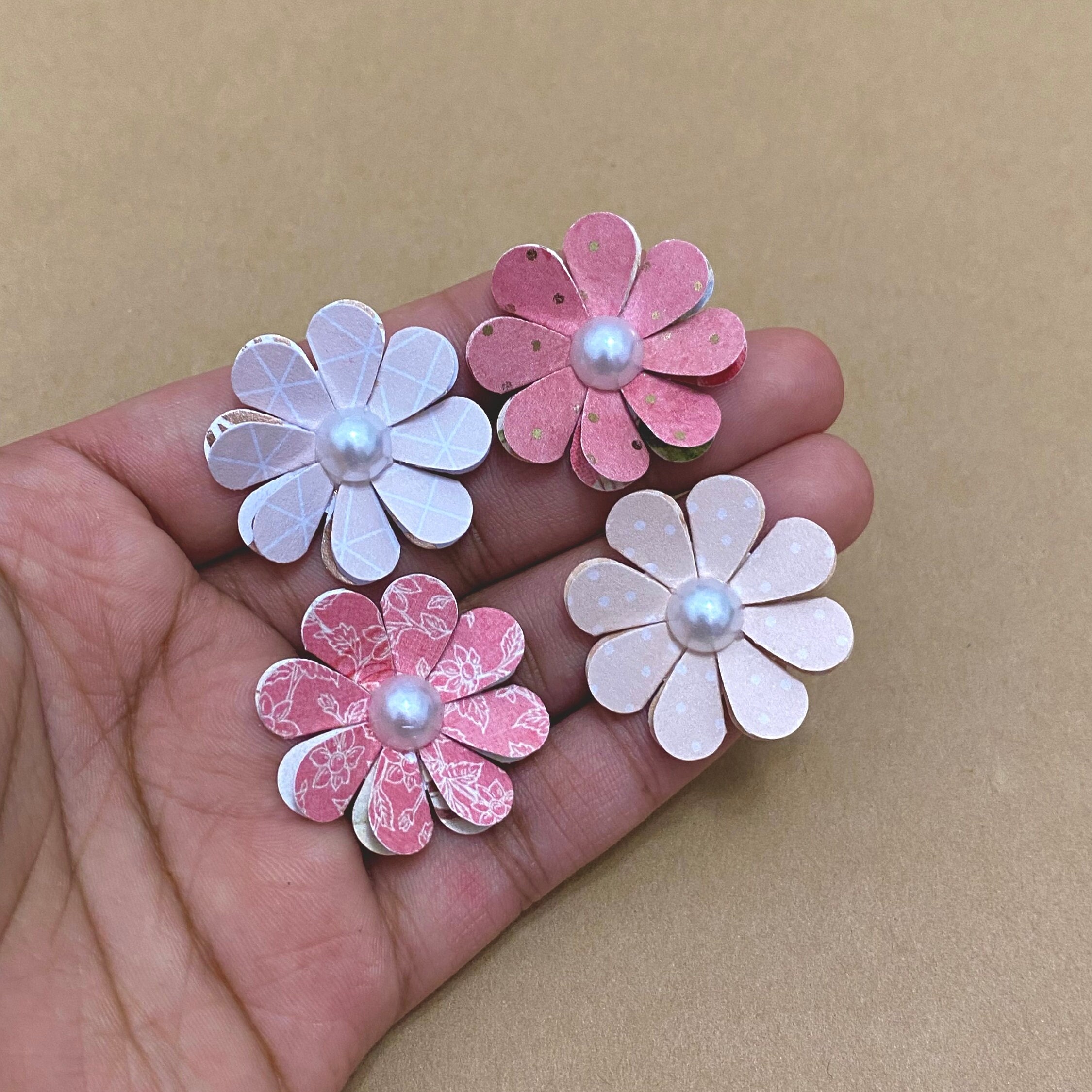 12 Handmade 3D Pink Paper Flower Embellishments 1 Inch - Etsy