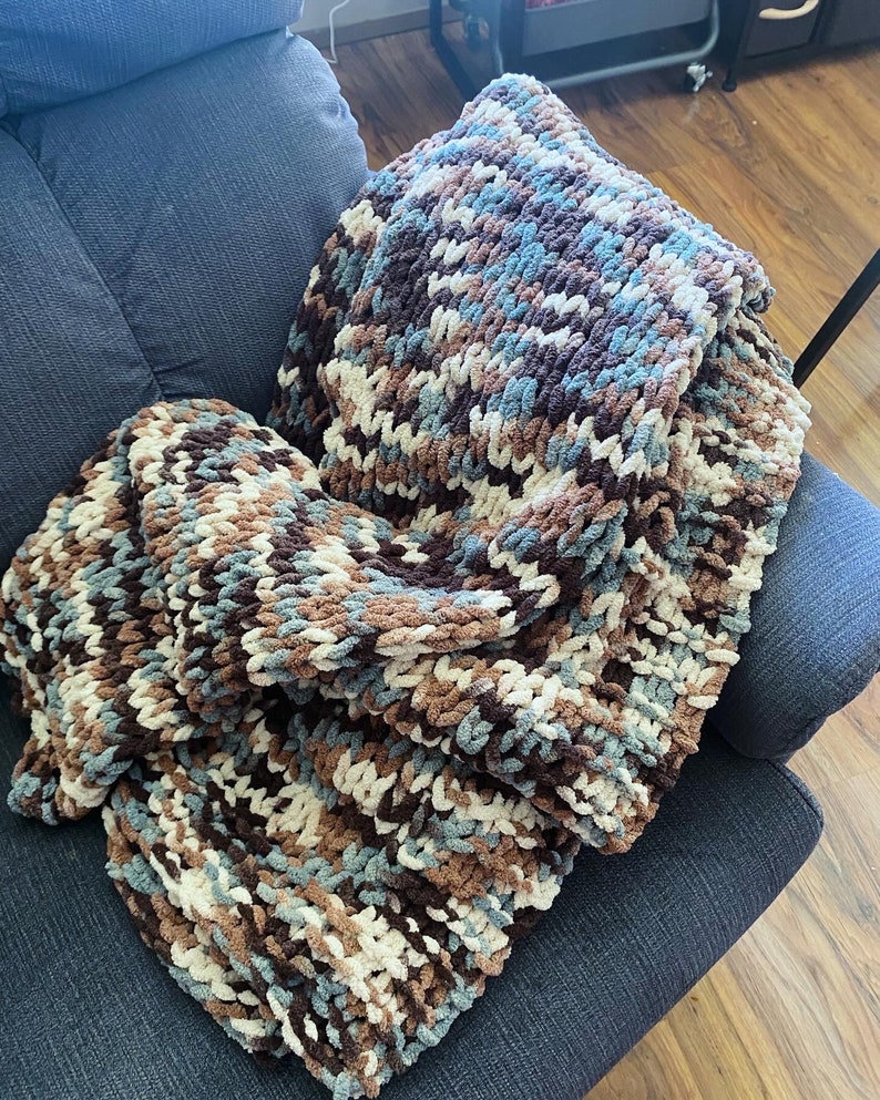 Handmade Cozy Chunky Knit Afghan Throw Blanket - Hand Knitted - Choose ...