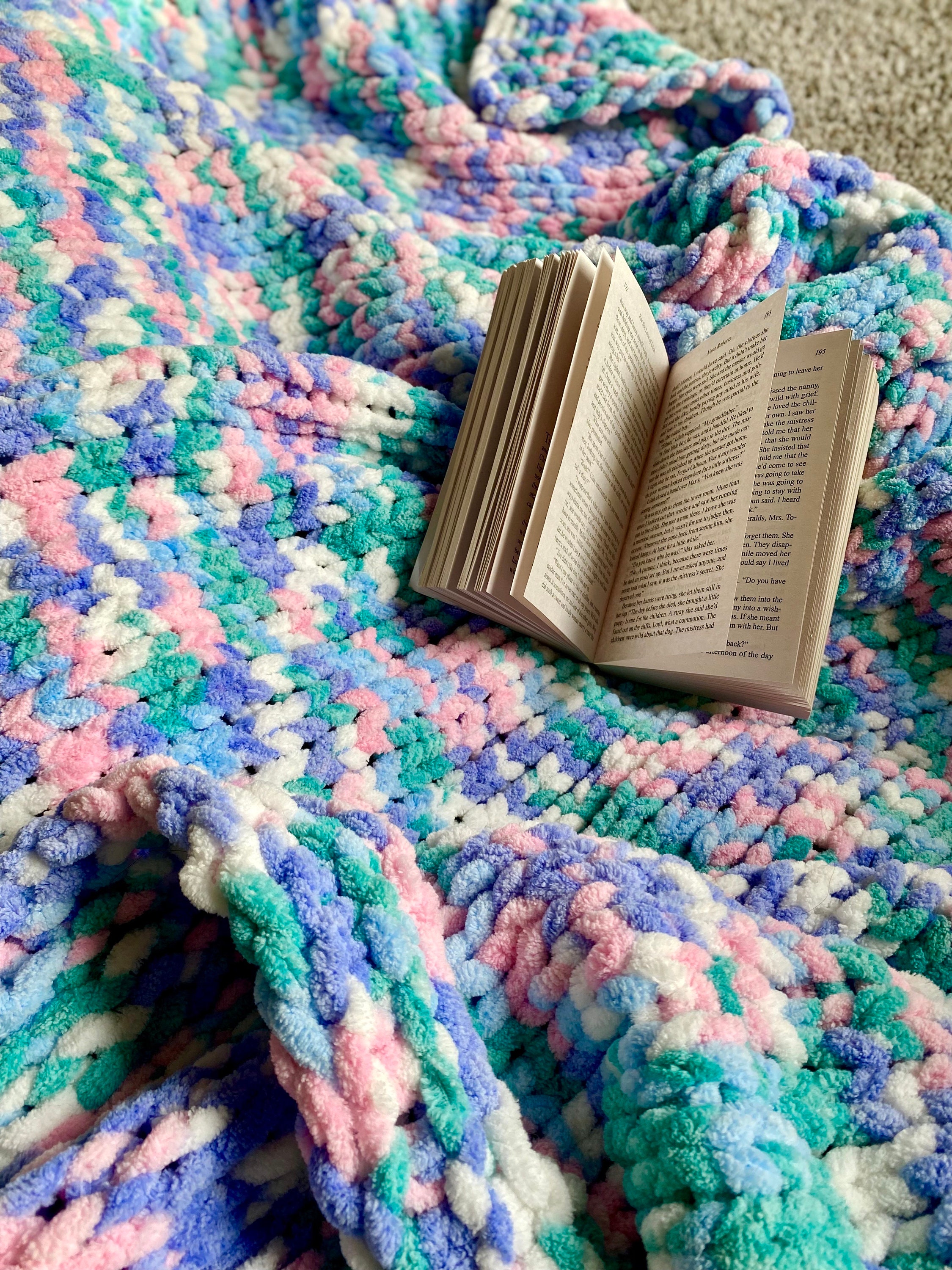 Handmade Cozy Chunky Knit Afghan Throw Blanket - Hand Knitted - Choose ...