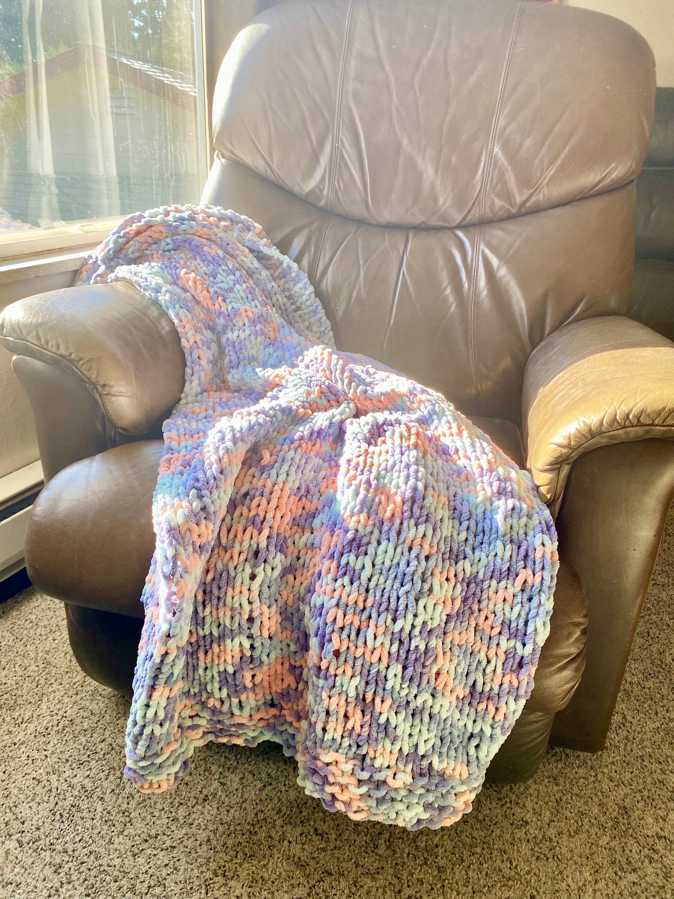 Handmade Cozy Chunky Knit Afghan Throw Blanket - Hand Knitted - Choose ...