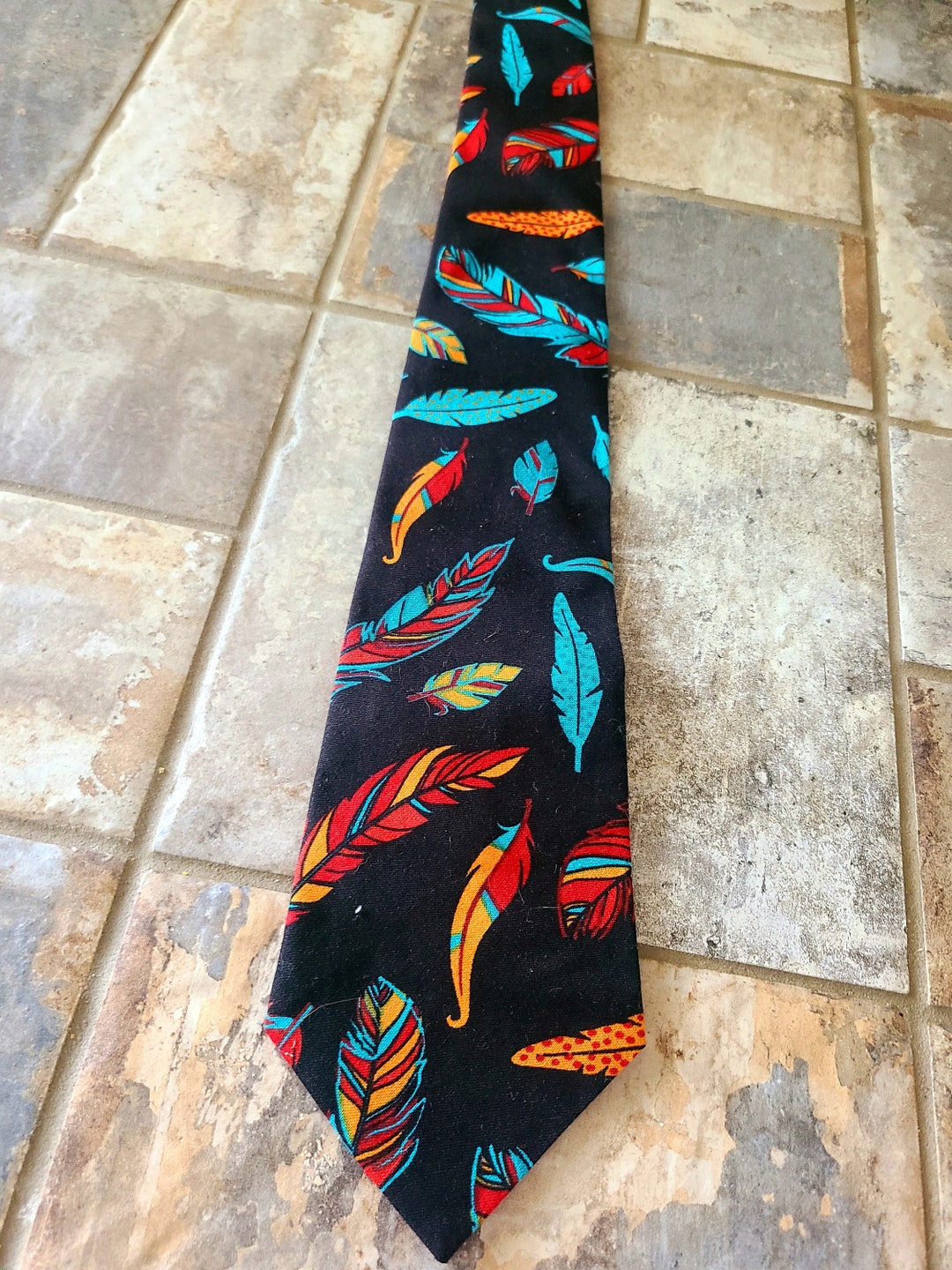 Feather Tie / Turquoise Feather Tie - Etsy