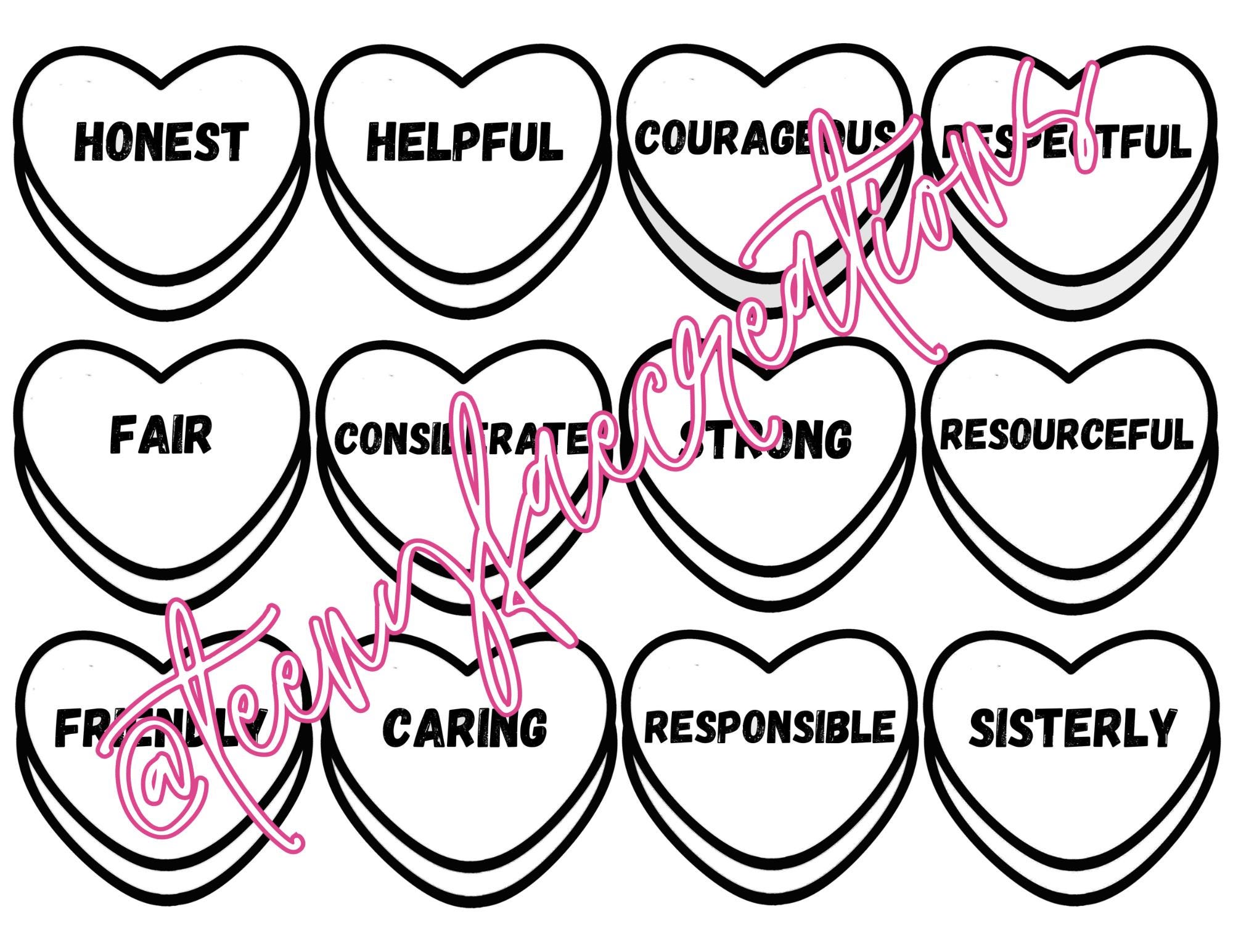 Girl Scout Valentine's Day Conversation Hearts Pdf & Png File! - Etsy