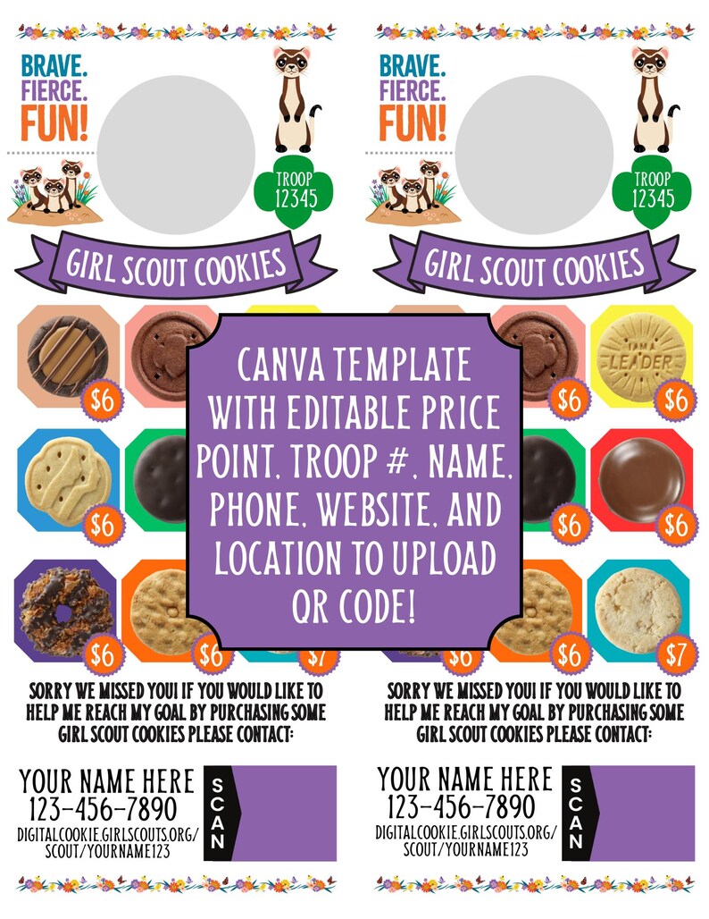 2026 Girl Scout Cookie Door Hanger (LBB Baker) Editable - Etsy