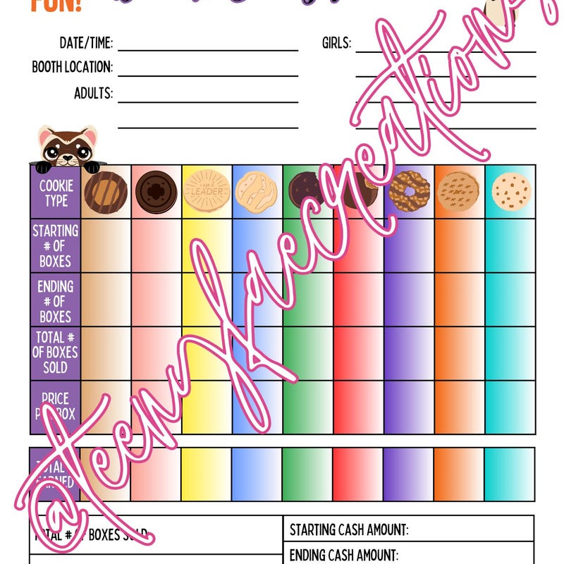 2026 Cookie Booth Sheets - Etsy