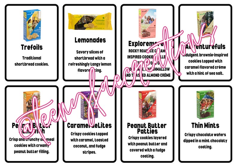 Girl Scout Cookie Flash Cards (ABC Baker) - Etsy