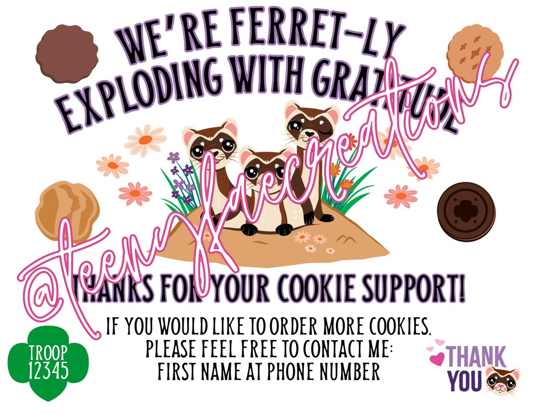 2026 Girl Scout Cookie Theme Thank You Notes: Ferret-ly Exploding With ...