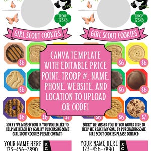 2025 Girl Scout Cookie Door Hanger (ABC Baker) Editable - Etsy