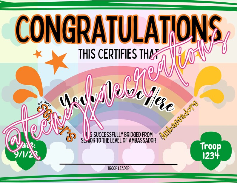 Girl Scout Bridging Certificates - Etsy
