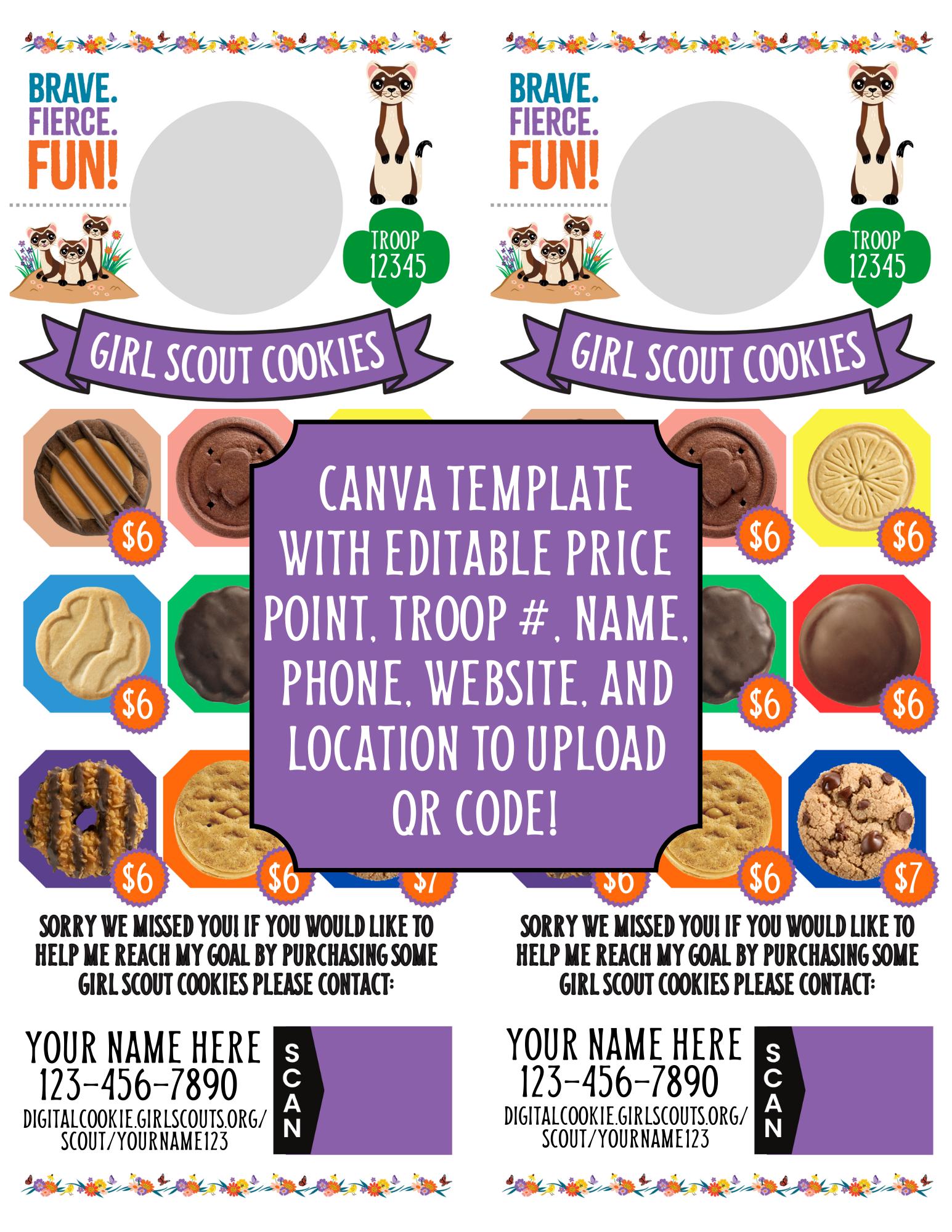 2026 Girl Scout Cookie Door Hanger (ABC Baker) Editable - Etsy