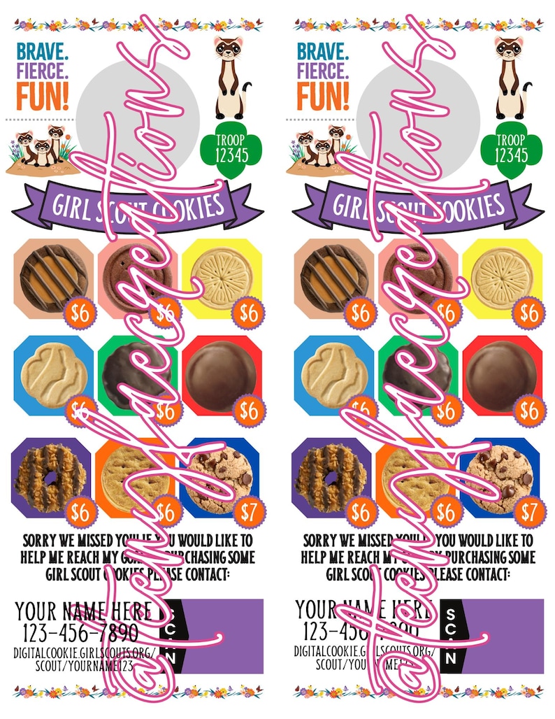 2026 Girl Scout Cookie Door Hanger (ABC Baker) Editable - Etsy