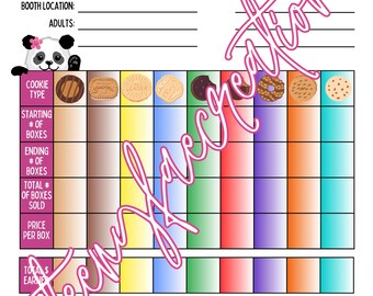 LBB Girl Scout Cookie Booth Tally Count Sheet Printable Little Brownie ...