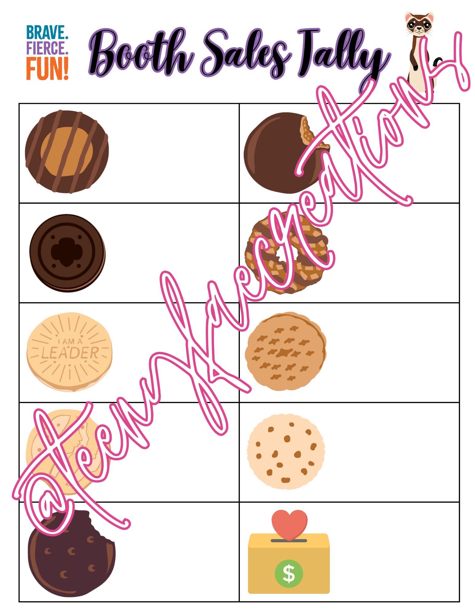 2026 Girl Scout Cookie Themed Cookie Booth Tracker and Tally Sheet PDF ...