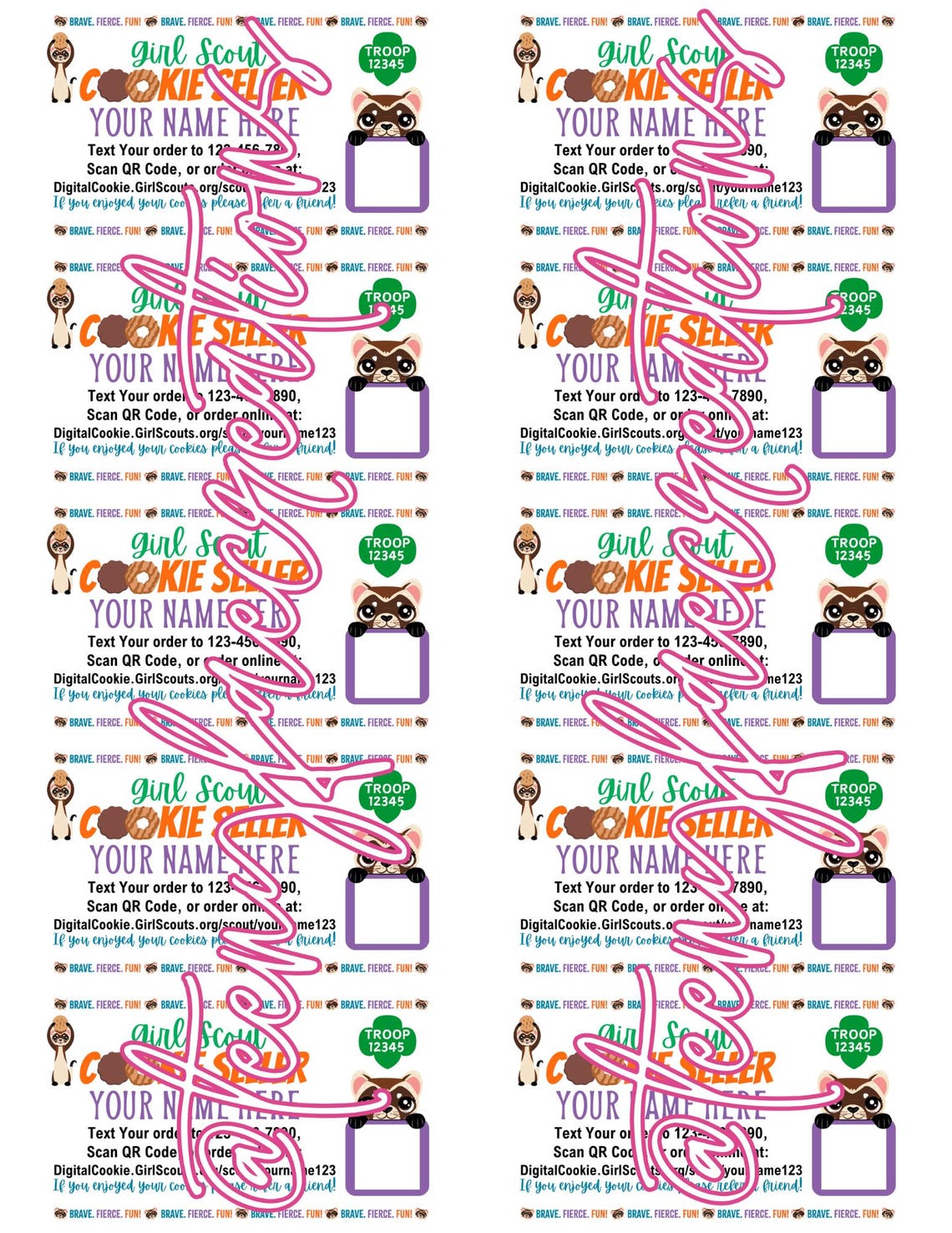2026 Girl Scout Cookies Business Cards Editable Canva Template - Etsy