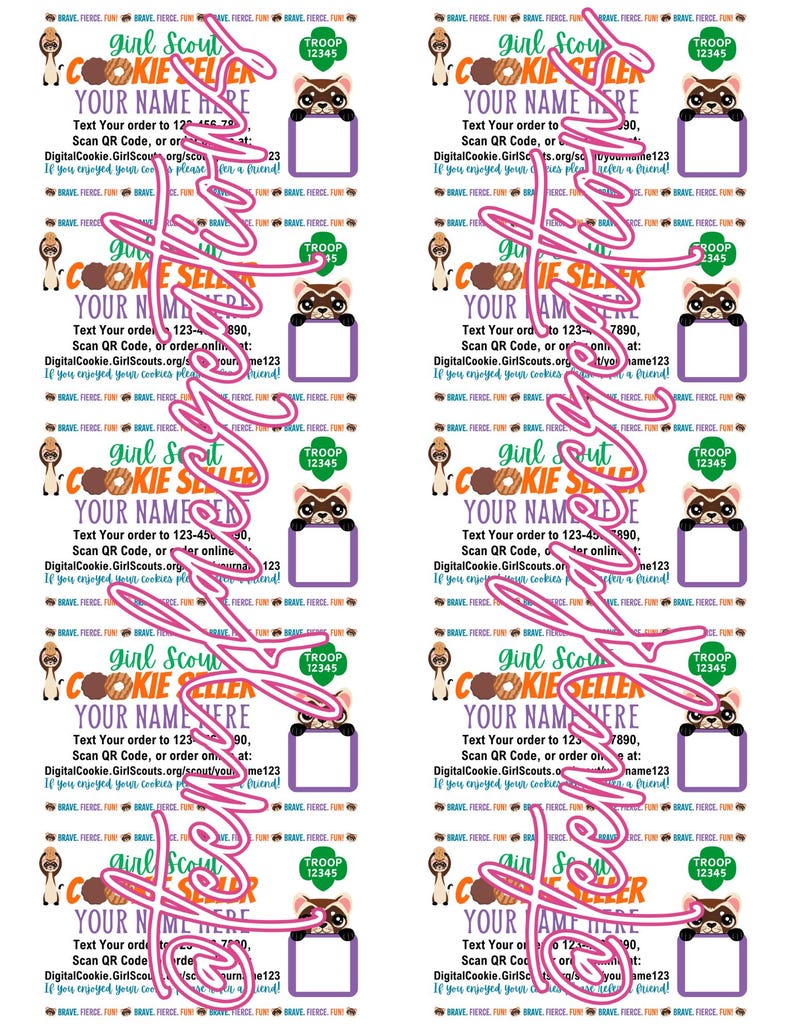 2026 Girl Scout Cookies Business Cards Editable Canva Template - Etsy