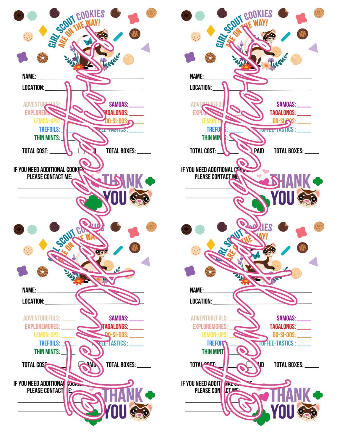 2026 Girl Scout Cookie Order/delivery Form (LBB Cookies) - Etsy