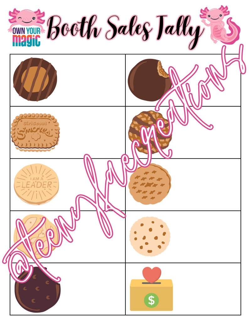 2024 Girl Scout Cookie Themed Cookie Booth Tracker and Tally Sheet PDF ...