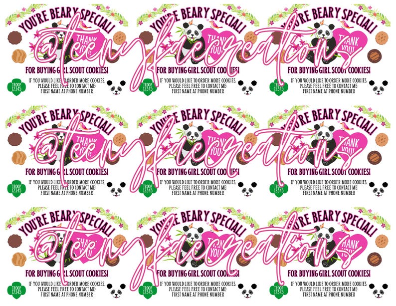 2025 Girl Scout Cookie Theme Thank You Notes You're Beary Special ...