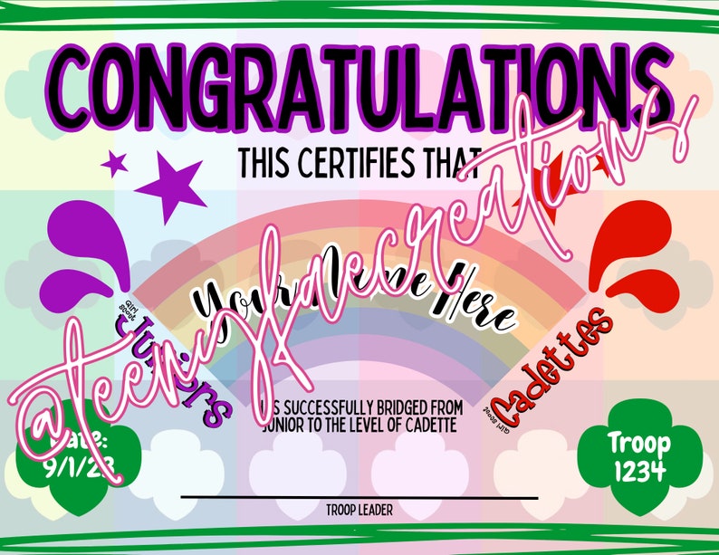 Girl Scout Bridging Certificates - Etsy