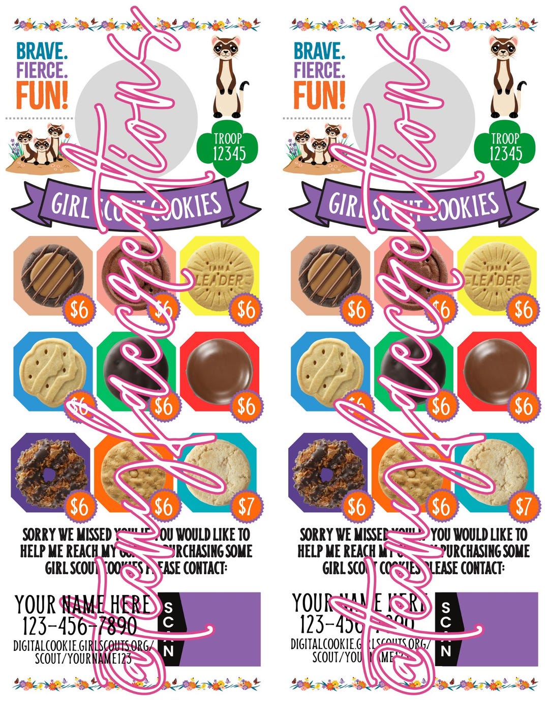 2026 Girl Scout Cookie Door Hanger (LBB Baker) Editable - Etsy