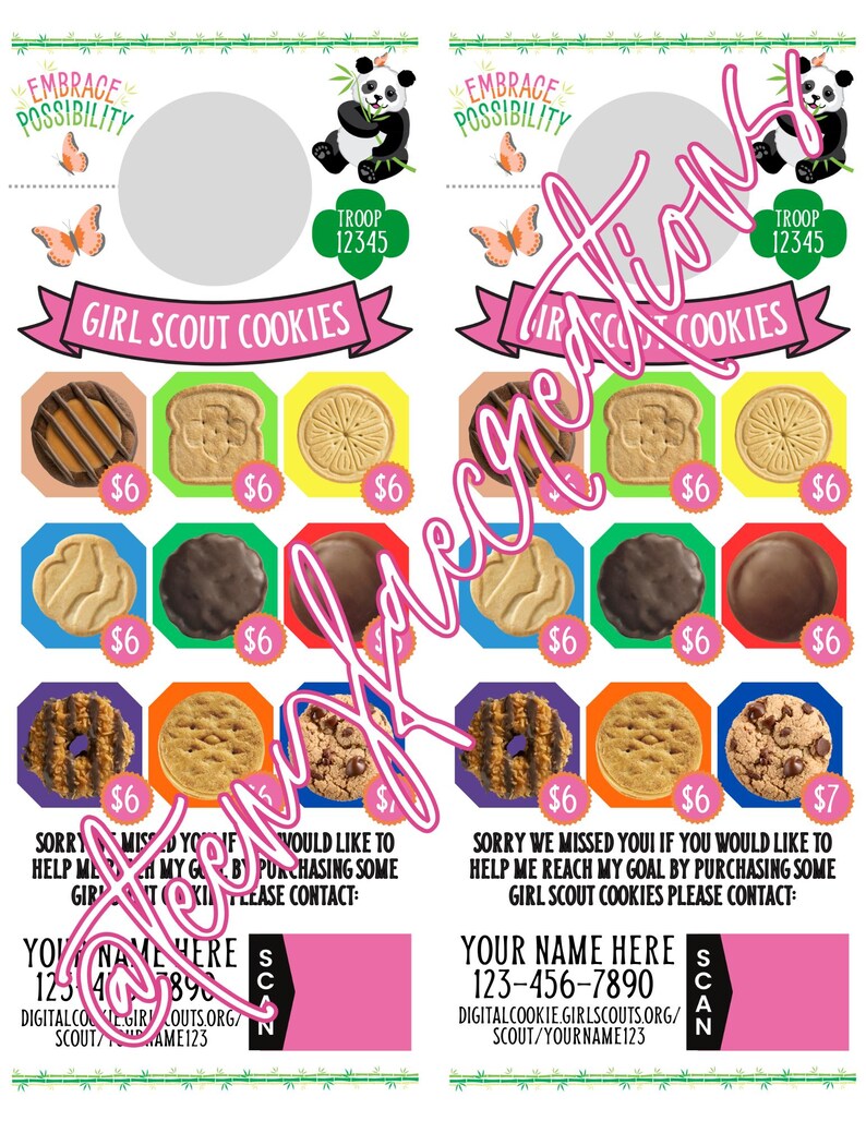 2025 Girl Scout Cookie Door Hanger (ABC Baker) Editable - Etsy