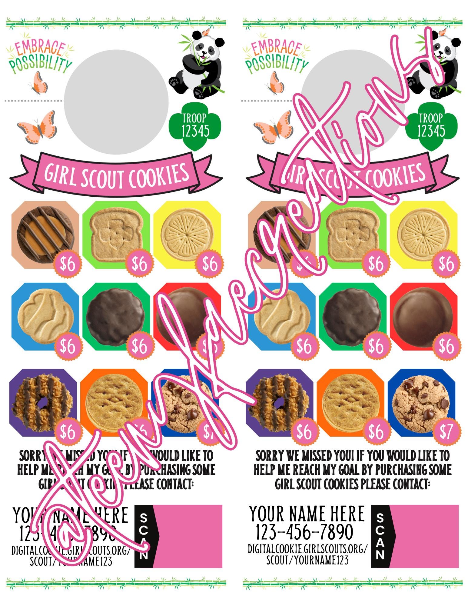 2025 Girl Scout Cookie Door Hanger (ABC Baker) Editable - Etsy