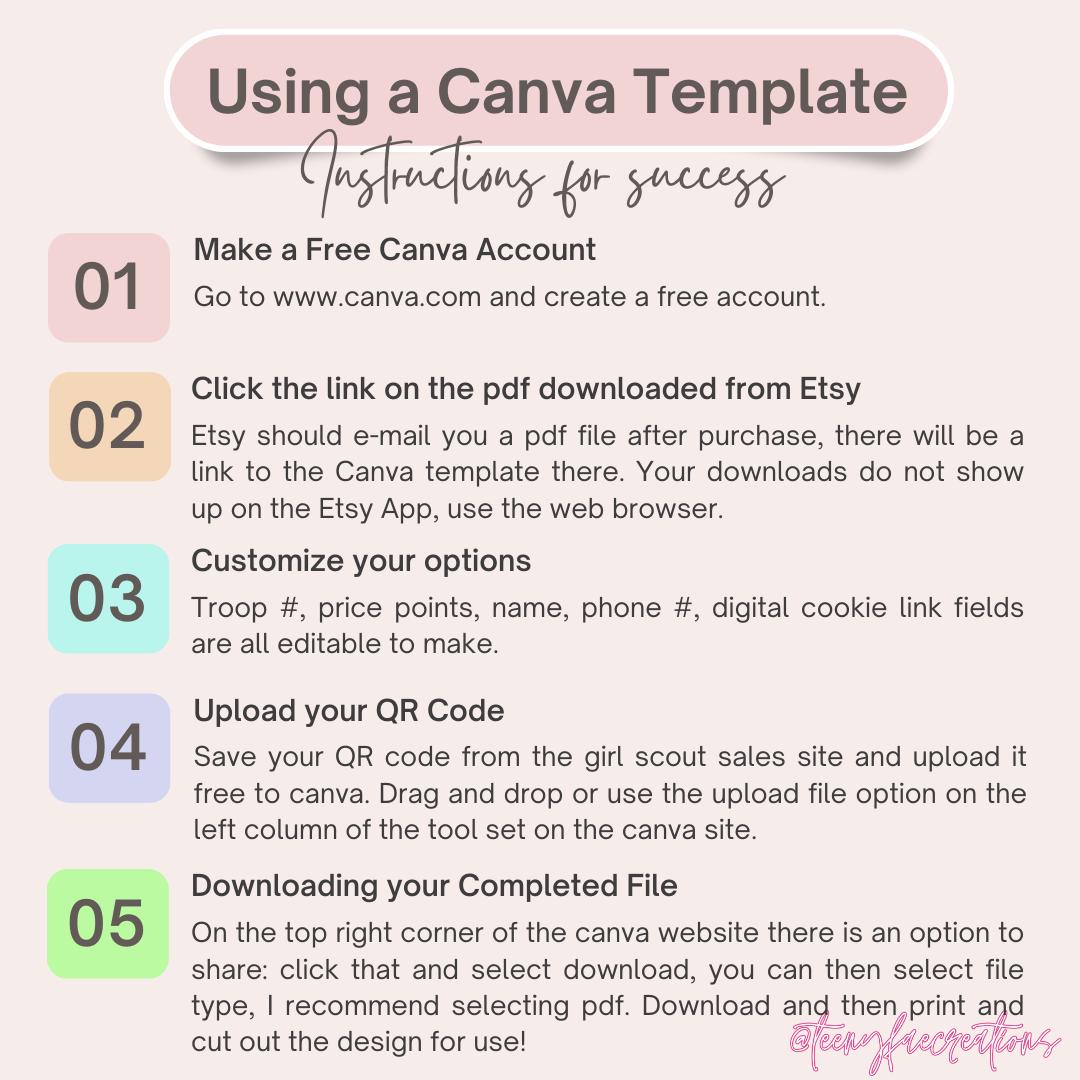 2025 Girl Scout Cookie Door Hanger (ABC Baker) Editable - Etsy