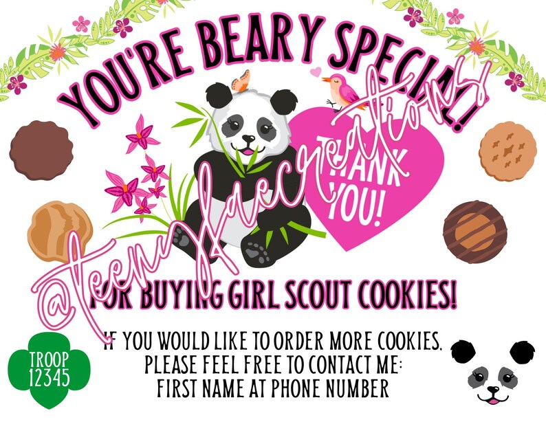 2025 Girl Scout Cookie Theme Thank You Notes You're Beary Special ...