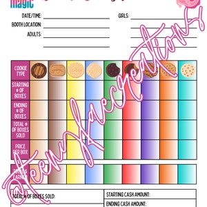 2024 Girl Scout Cookie Themed Cookie Booth Tracker and Tally Sheet PDF ...